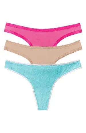 ON GOSSAMER 3-pack Mesh Thongs - Sf/chp/wf