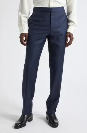 TOM FORD Shelton Wool Sharkskin Tapered Pants - Ucc Navy