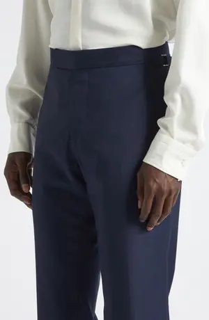 TOM FORD Shelton Wool Sharkskin Tapered Pants - Ucc Navy
