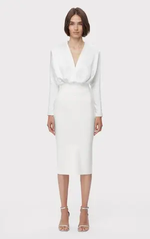 Herve Leger Icon Bandage Pencil Skirt - Alabaster