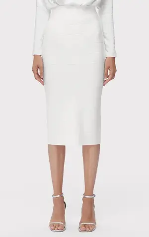 Herve Leger Icon Bandage Pencil Skirt - Alabaster