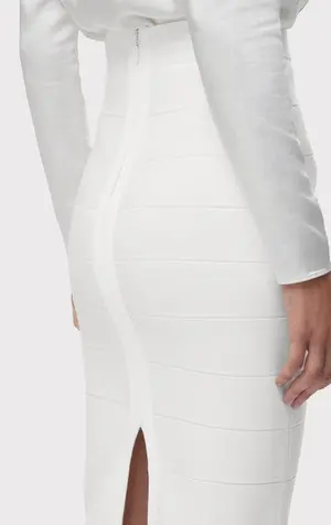 Herve Leger Icon Bandage Pencil Skirt - Alabaster