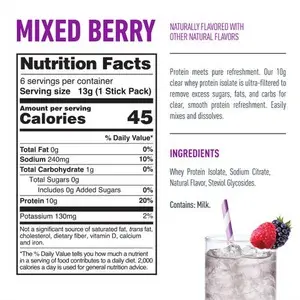 ISOPURE Protein Water Stickpacks Mixed Berry