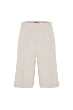 PCFG Daydreamers Linen-look Stitch Detail Shorts - Beige
