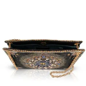 MARY FRANCES ACCESSORIES Hand-beaded Zodiac Wheel Crossbody Handbag