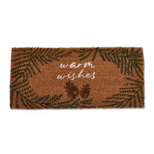 TAG Warm Wishes Pine Cone Rectangle Coir Door Mat Green Brown