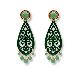 MICHAEL NASH JEWELRY Amelia Jade Resin Cut Out With Aventurine Drops Earrings - Green