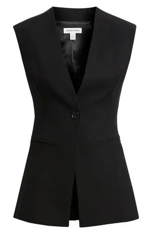 Nordstrom Textured One-button Vest - Black