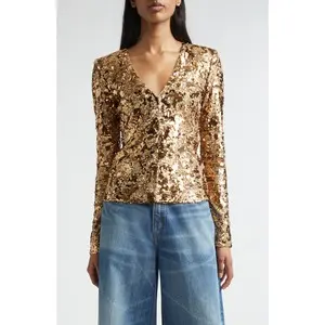 St. John Megan Stretch Sequin Top