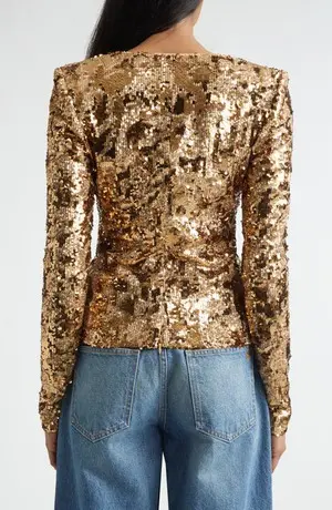 St. John Megan Stretch Sequin Top