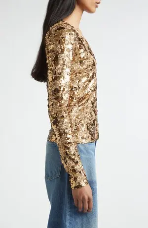 St. John Megan Stretch Sequin Top