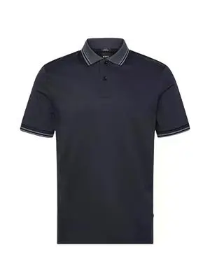 BOSS Striped-collar Polo Shirt - Blue