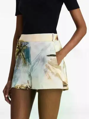 Oscar De La Renta Dominican Landscape High-waisted Shorts