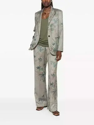 FORTE_FORTE Floral-print Herringbone Trousers