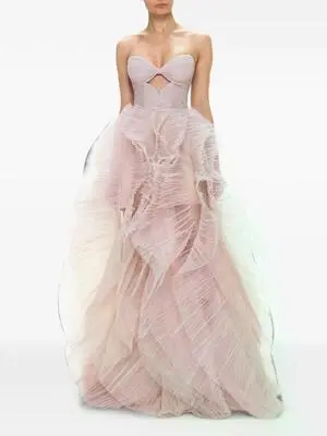 MARIA LUCIA HOHAN Ruffled Lace-up Maxi Dress - Pink