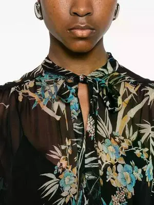 FORTE_FORTE Floral-print Tie-neck Dress