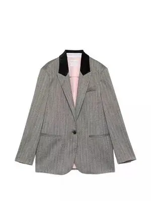 FORTE_FORTE Herringbone-pattern Velvet-collar Jacket - Grey