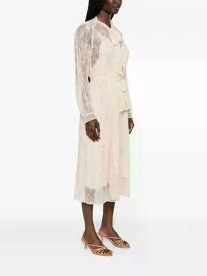 FORTE_FORTE Lace Pussy-bow Midi Dress