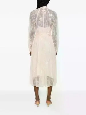 FORTE_FORTE Lace Pussy-bow Midi Dress