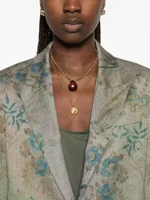 FORTE_FORTE Floral-print Herringbone Blazer