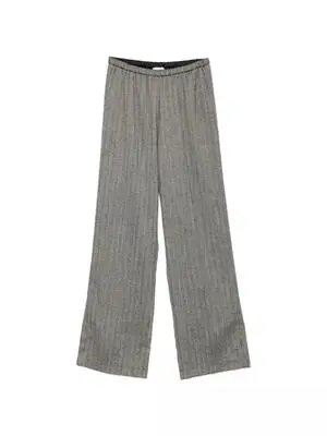 FORTE_FORTE Herringbone Side-slit Trousers - Grey