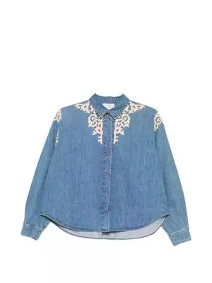 FORTE_FORTE Embroidered-yoke Denim Shirt