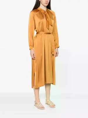 FORTE_FORTE Tie-neck Belted Midi Dress - Gold