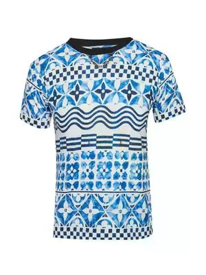 LOUIS VUITTON Monogram Print Chain-detail T-shirt - Blue