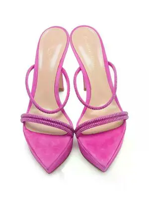 GIANVITO ROSSI Suede Crystal Embellished Platform Stiletto Sandals - Pink