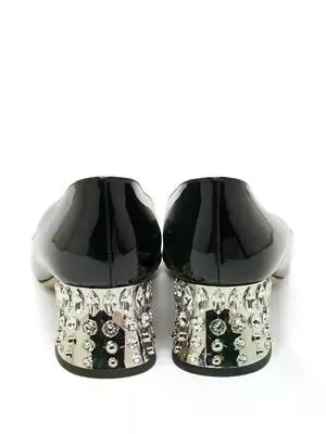 Miu Miu Crystal Embellished Peep-toe Pumps