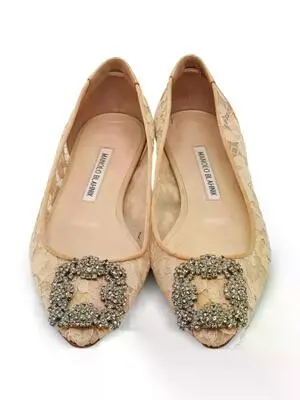 Manolo Blahnik Hangisi Embellished Ballet Flats