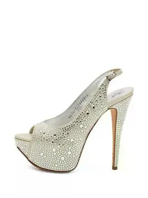 GINA Crystal-embellished Platform Sandals - Grey