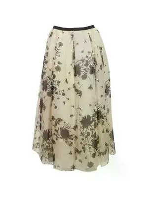 Max Mara Printed Organza Midi Skirt