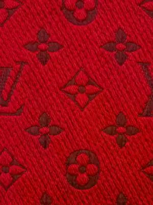 LOUIS VUITTON Logomania Fringed Scarf - Red