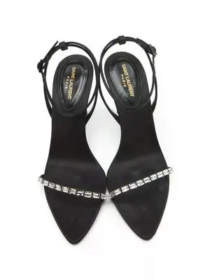 Saint Laurent Crystal-embellished Satin Heeled Sandals