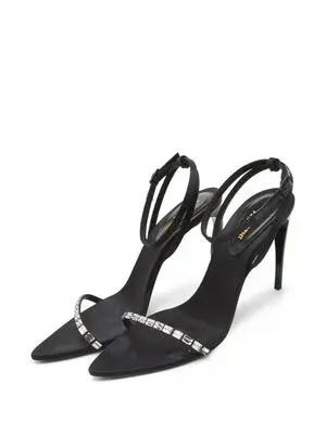 Saint Laurent Crystal-embellished Satin Heeled Sandals