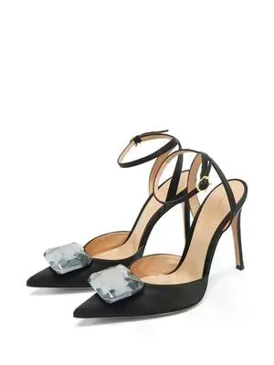 GIANVITO ROSSI Crystal-embellished Ankle Strap Pumps - Black