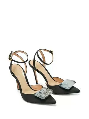 GIANVITO ROSSI Crystal-embellished Ankle Strap Pumps - Black