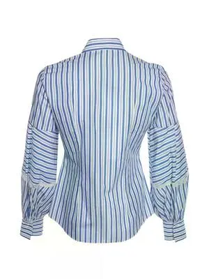 Carolina Herrera Striped Lace-trim Blouse - Blue