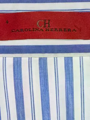 Carolina Herrera Striped Lace-trim Blouse