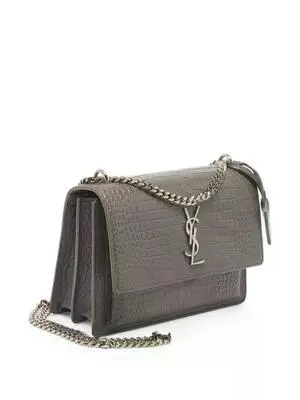 Saint Laurent 2017 Medium Sunset Croc-embossed Shoulder Bag