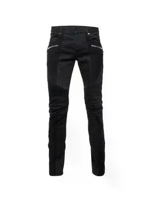 Balmain Ribbed Knee Skinny Jeans - Black