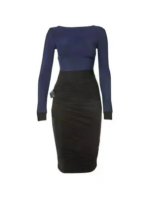Herve Leger Ruched Knit Midi Dress