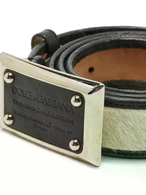 Dolce & Gabbana Logo Plaque Calf Hair Belt