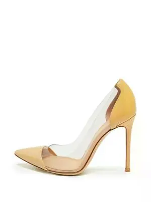 GIANVITO ROSSI Plexi Pointed-toe Pumps - Neutrals
