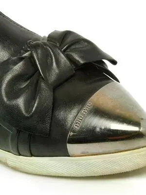 Miu Miu Leather Knot Bow Loafers