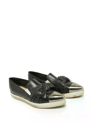 Miu Miu Leather Knot Bow Loafers