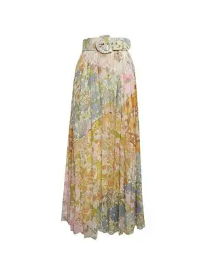 Zimmermann Floral-print Belted Maxi Skirt