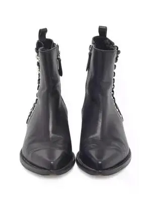Alexander McQueen Leather Lace-up Chain Detail Pointed Toe Ankle Boots
