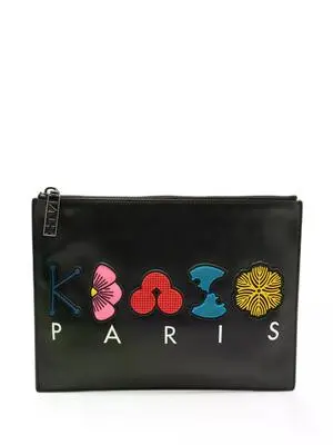 Kenzo Logo-patch Clutch Bag - Black